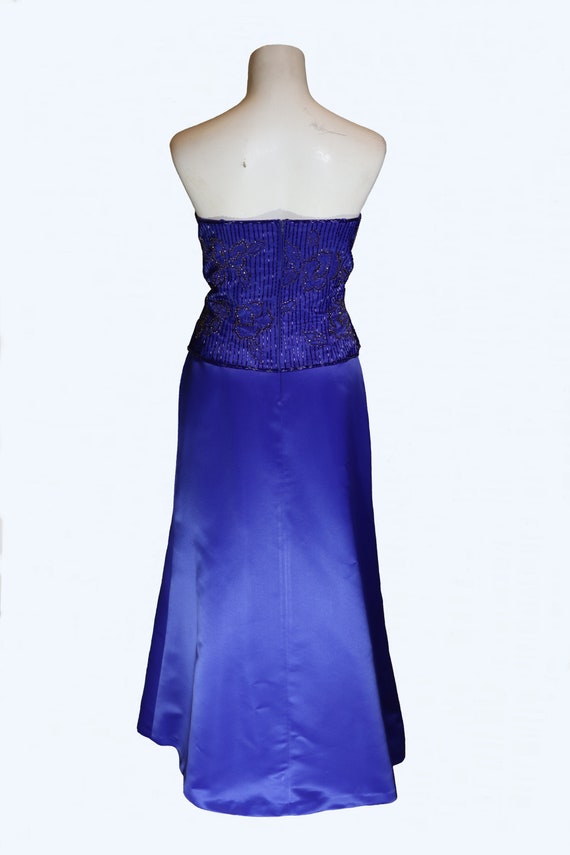 Vintage Blue Satin Dress with Bodice and Bolero Jacke… - Gem