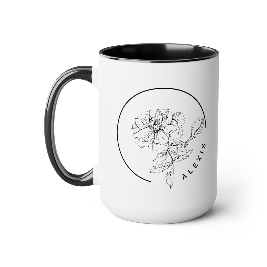 October Birth Flower Mug: Personalized Two-tone Coffee Mug, 15oz - Etsy