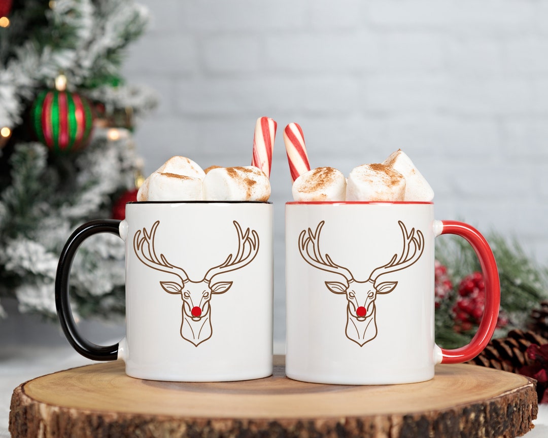 Rudolph Red Nose Reindeer Christmas Mug Great Holiday Gift Two-tone ...