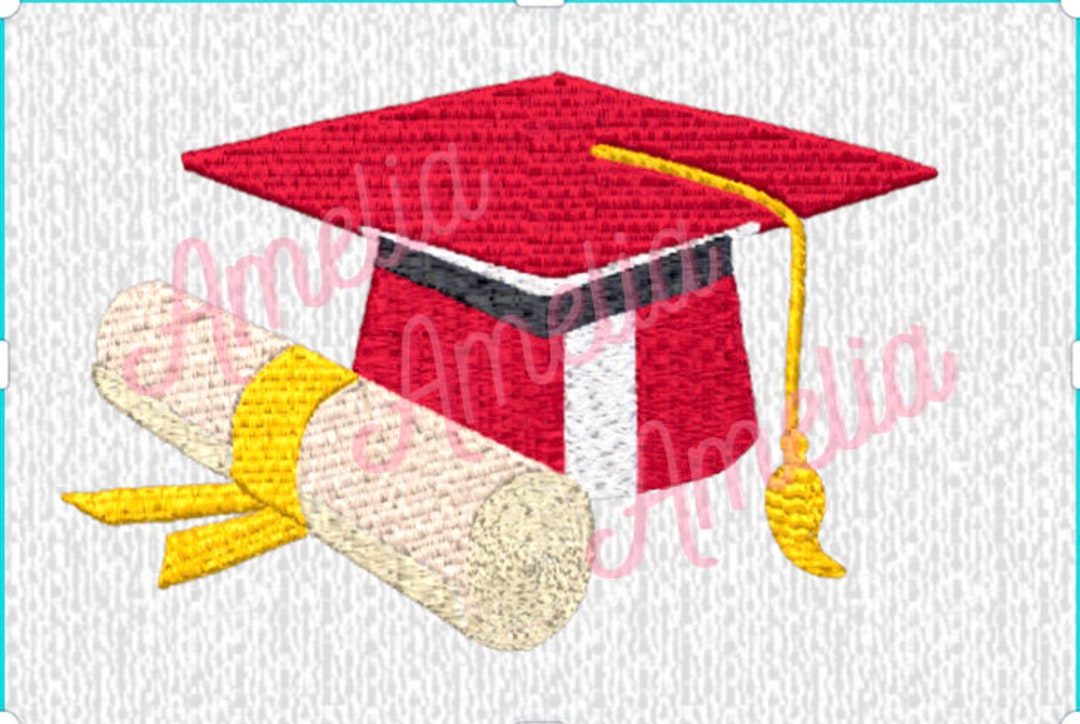 Digital Embroidery Pattern Grad Cap and Diploma - Etsy