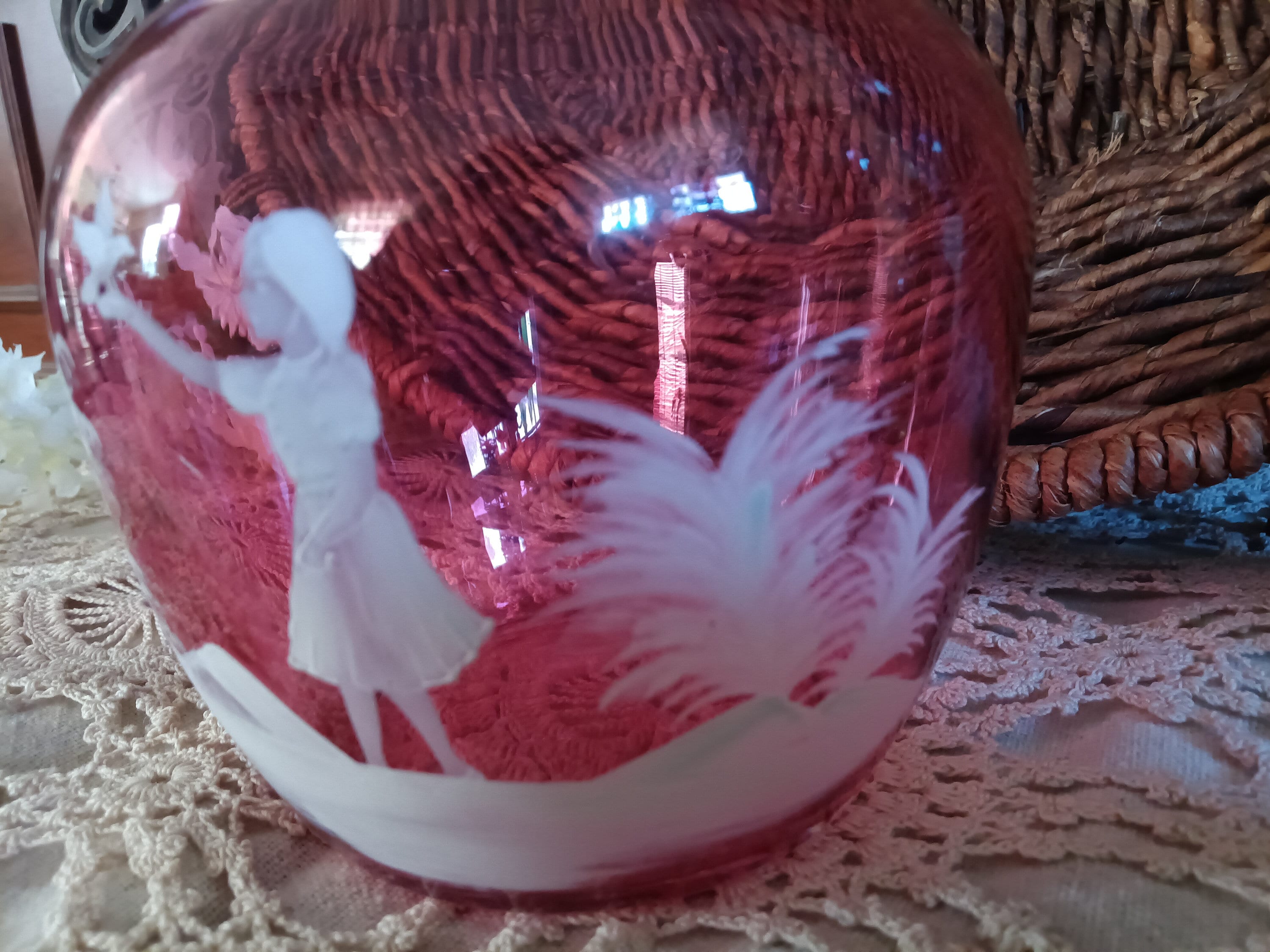 Mary Gregory Fenton Cranberry Glass Carafe - Etsy