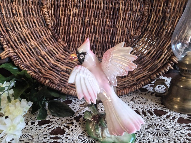 Vintage Iridescent Pink Cardinal Figurine, Norcrest Style, Unmarked - Etsy