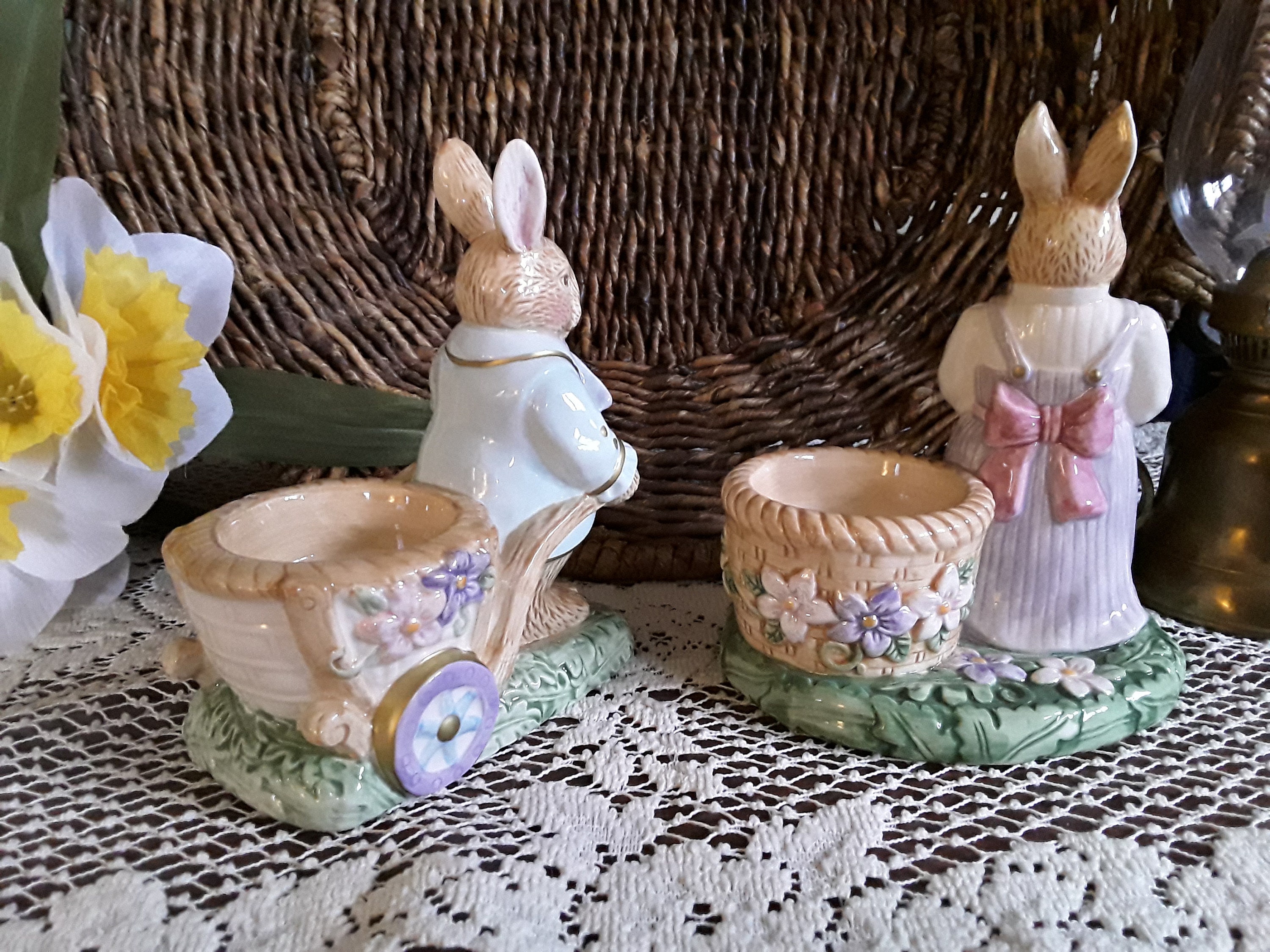 Vintage Avon Springtime Collection, Easter Bunny Rabbit Pair, Votive ...