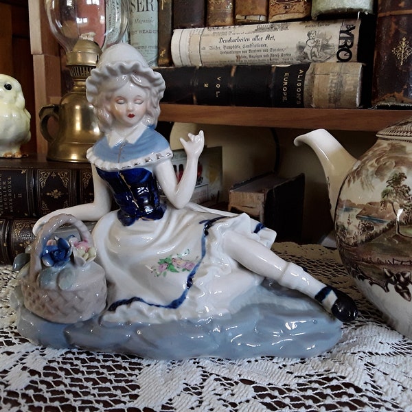 Porcelain Girl With Flower Basket Figurine - Etsy