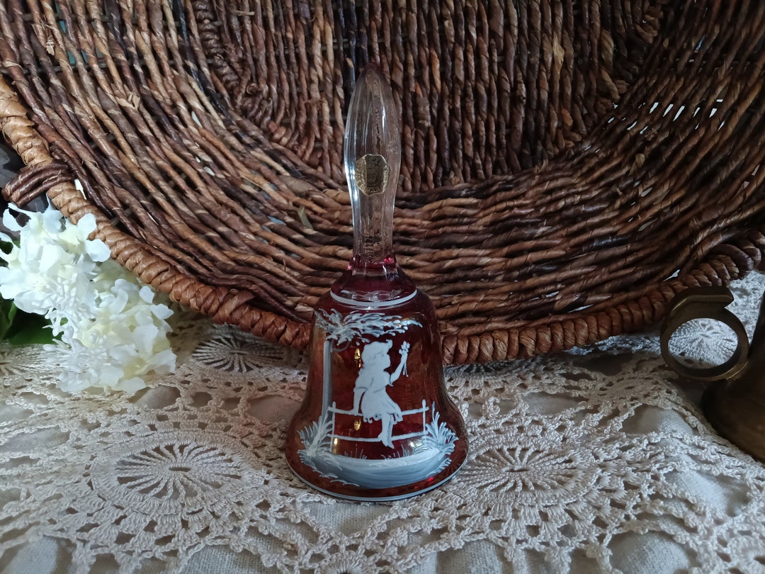 Mary Gregory Westmoreland Cranberry Glass Bell Circa 1970's - Etsy