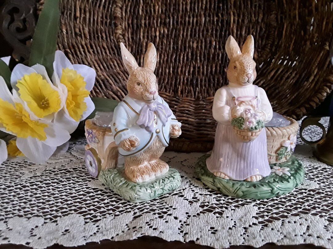 Vintage Avon Springtime Collection, Easter Bunny Rabbit Pair, Votive ...