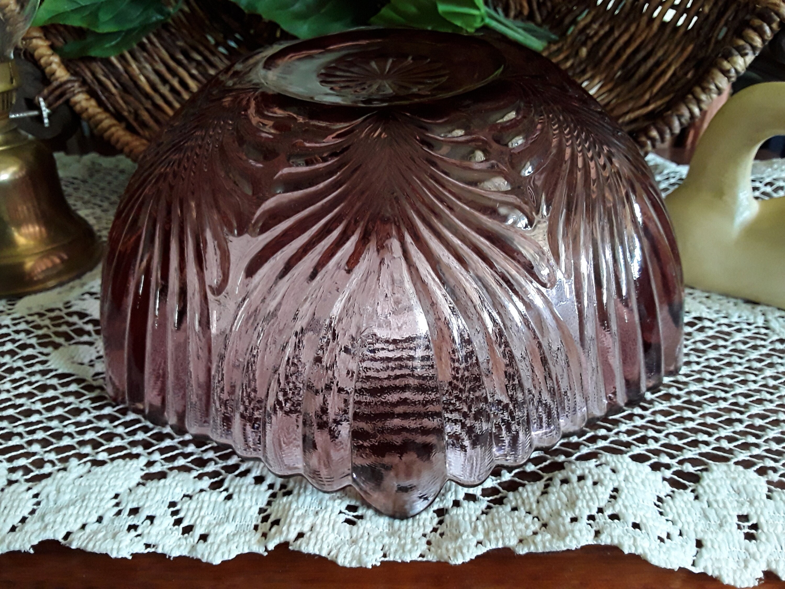 Fenton Purple Art Glass Console Bowl, Beauty Pattern - Etsy