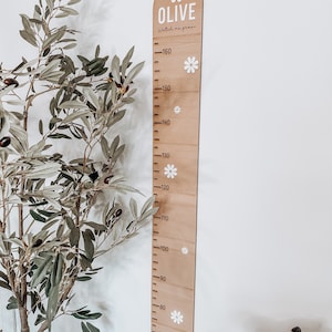 Personalised Flower Wooden Height Chart, Kids Growth Chart, Wooden ...