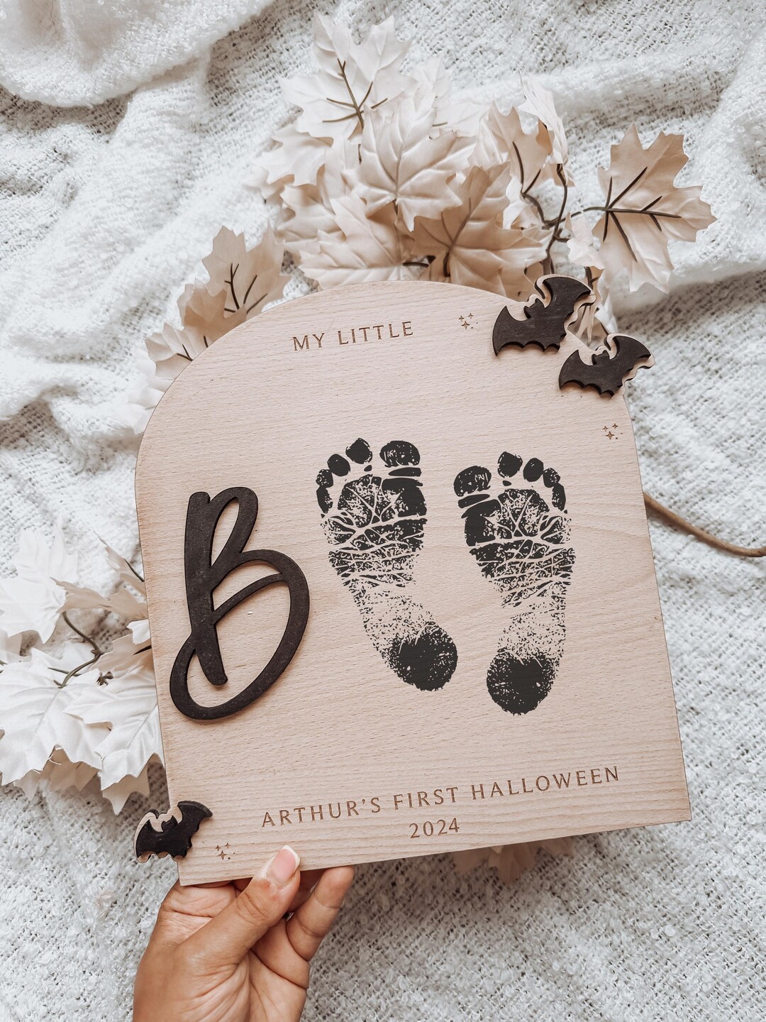 My Little Boo Plaque | First Halloween Gift | Baby Footprints | Babies ...