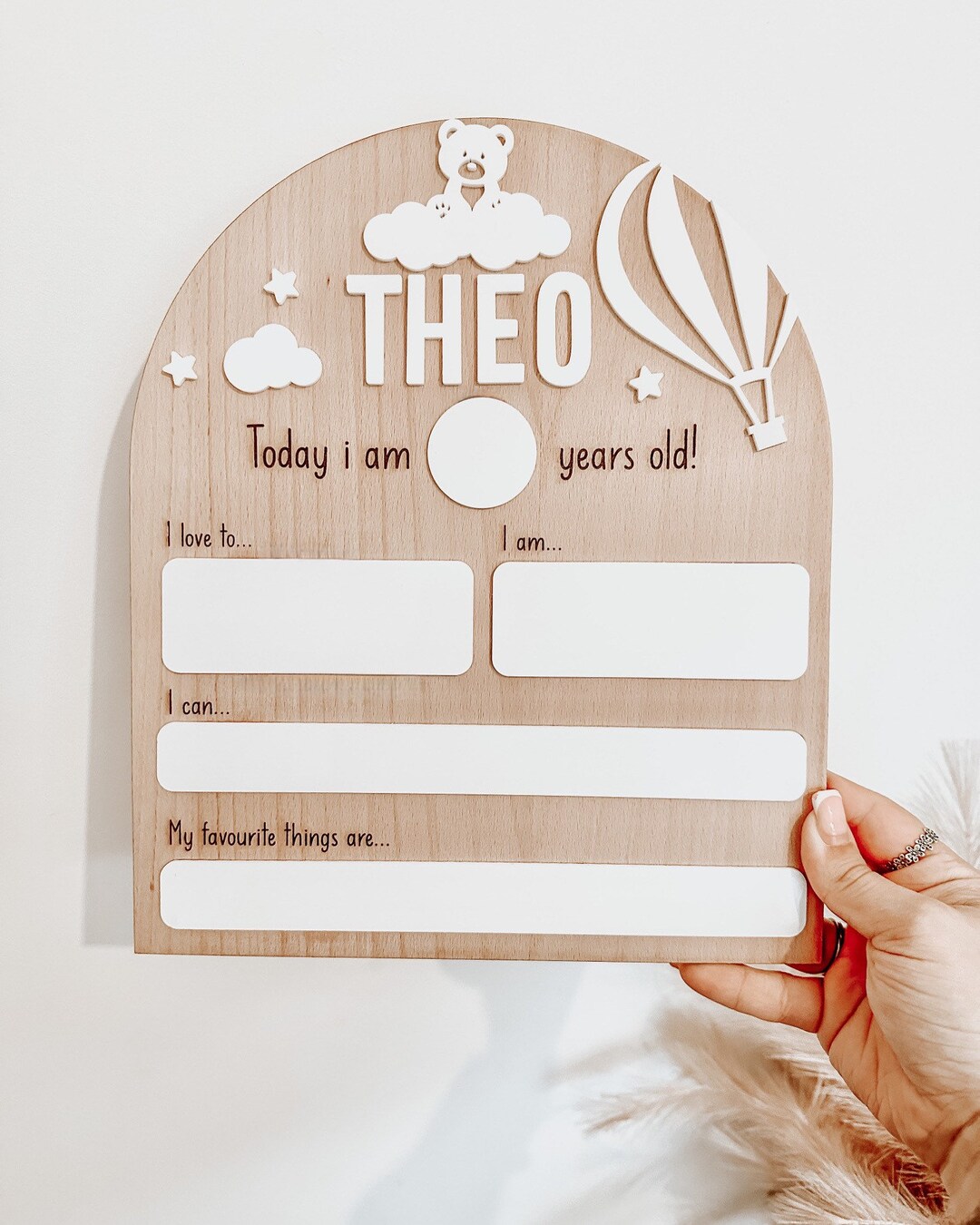 Personalised Teddy Bear Birthday Board | Reusable Birthday Whiteboard ...