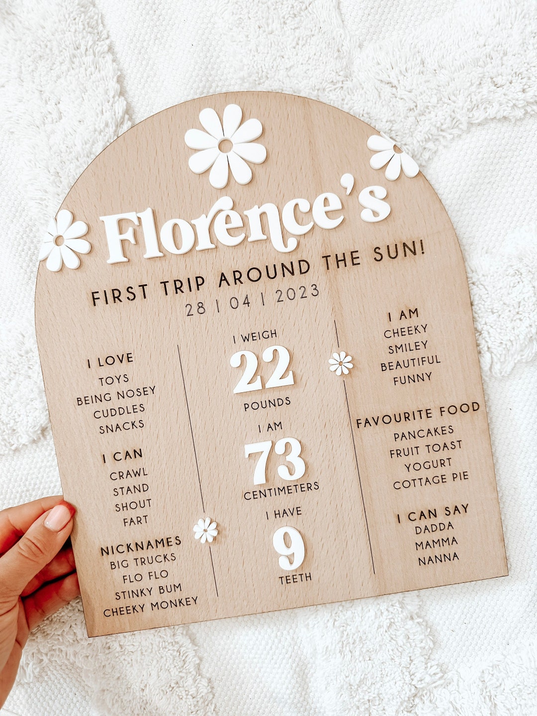 Personalised First Birthday Board | Flower Board | Reusable Birthday ...