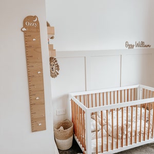 Personalised Moon and Stars Wooden Height Chart, Kids Growth Chart ...