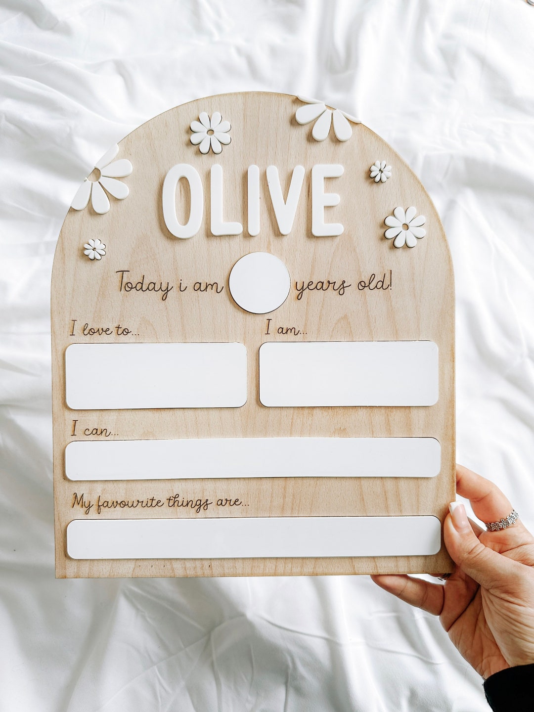 Personalised Flower Birthday Board | Reusable Birthday Whiteboard ...