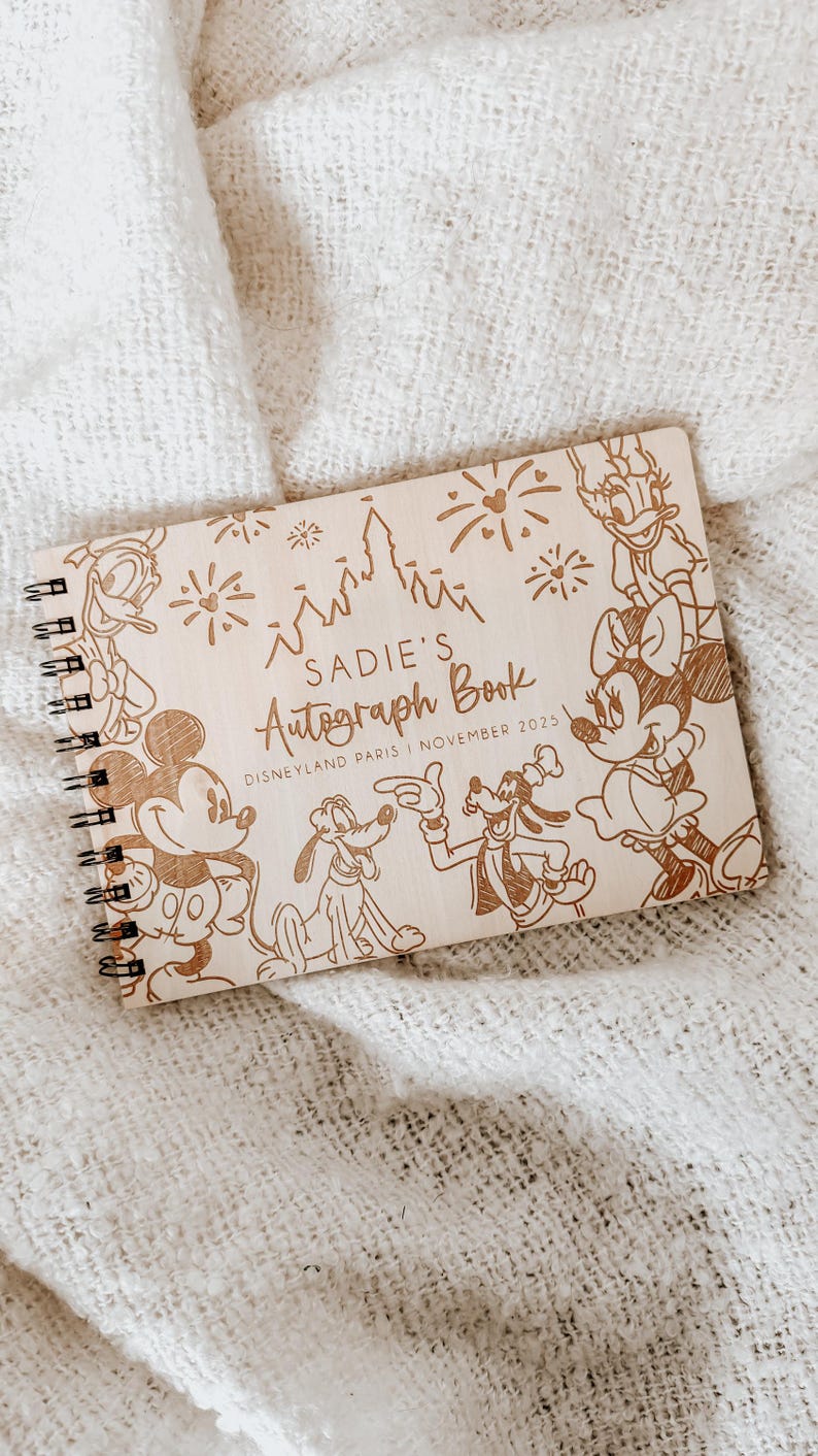 Personalised A5 Wooden Engraved Disney Mickey Mouse Autograph Book ...