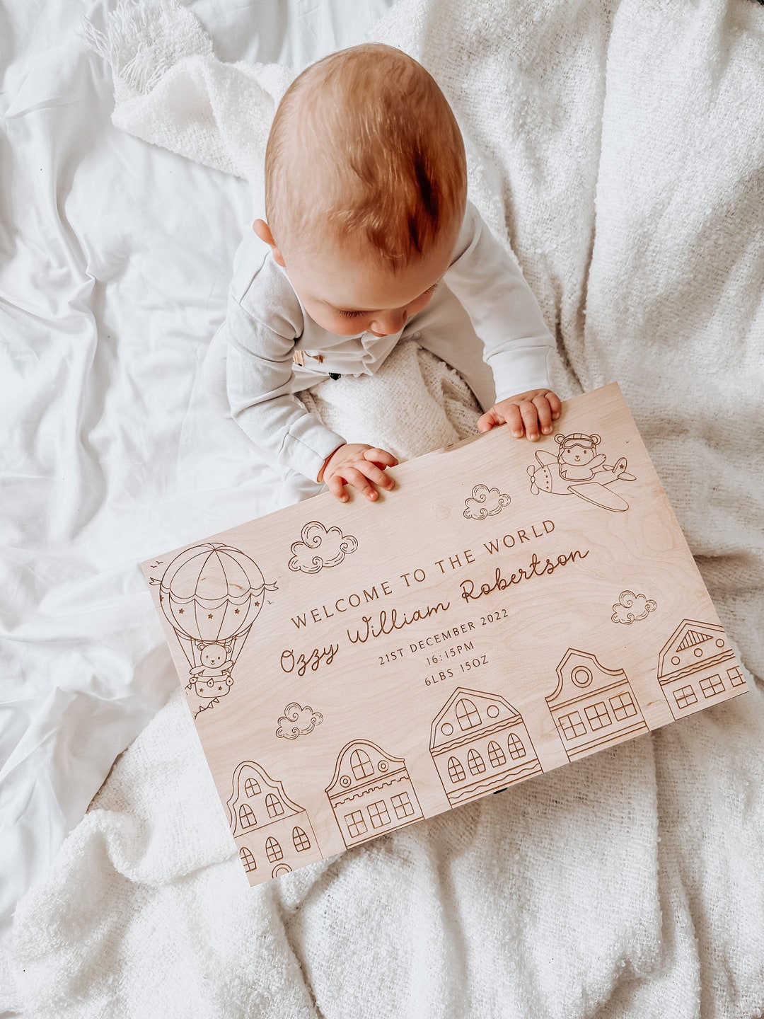 Personalized Baby Wooden Memories Keepsake Box - Personalised Memory ...
