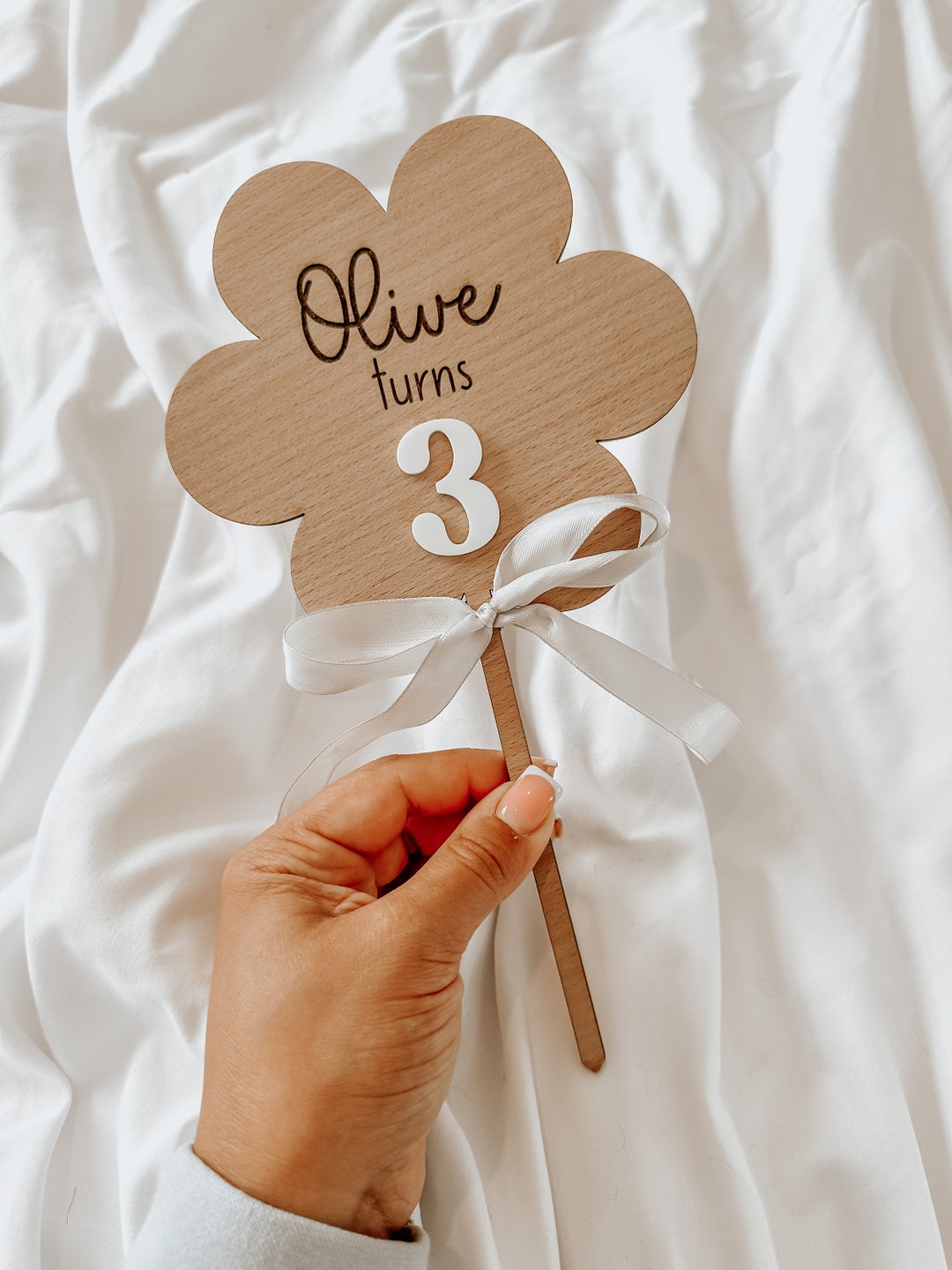 Wooden Flower Birthday Wand. Keepsake Decoration. Wooden Baby Gift ...