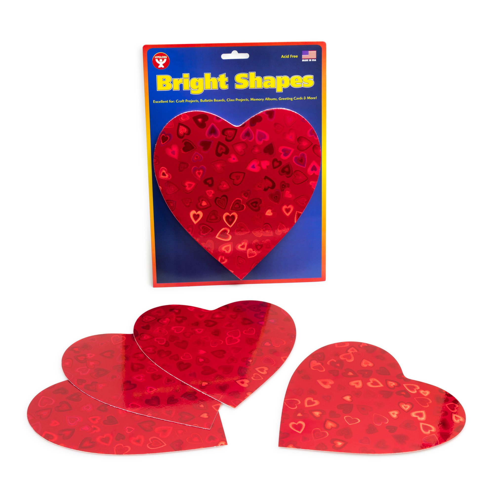 Shiny Red Heart Cutouts, 6 Holographic Red Cardstock Heart Shapes, Die ...
