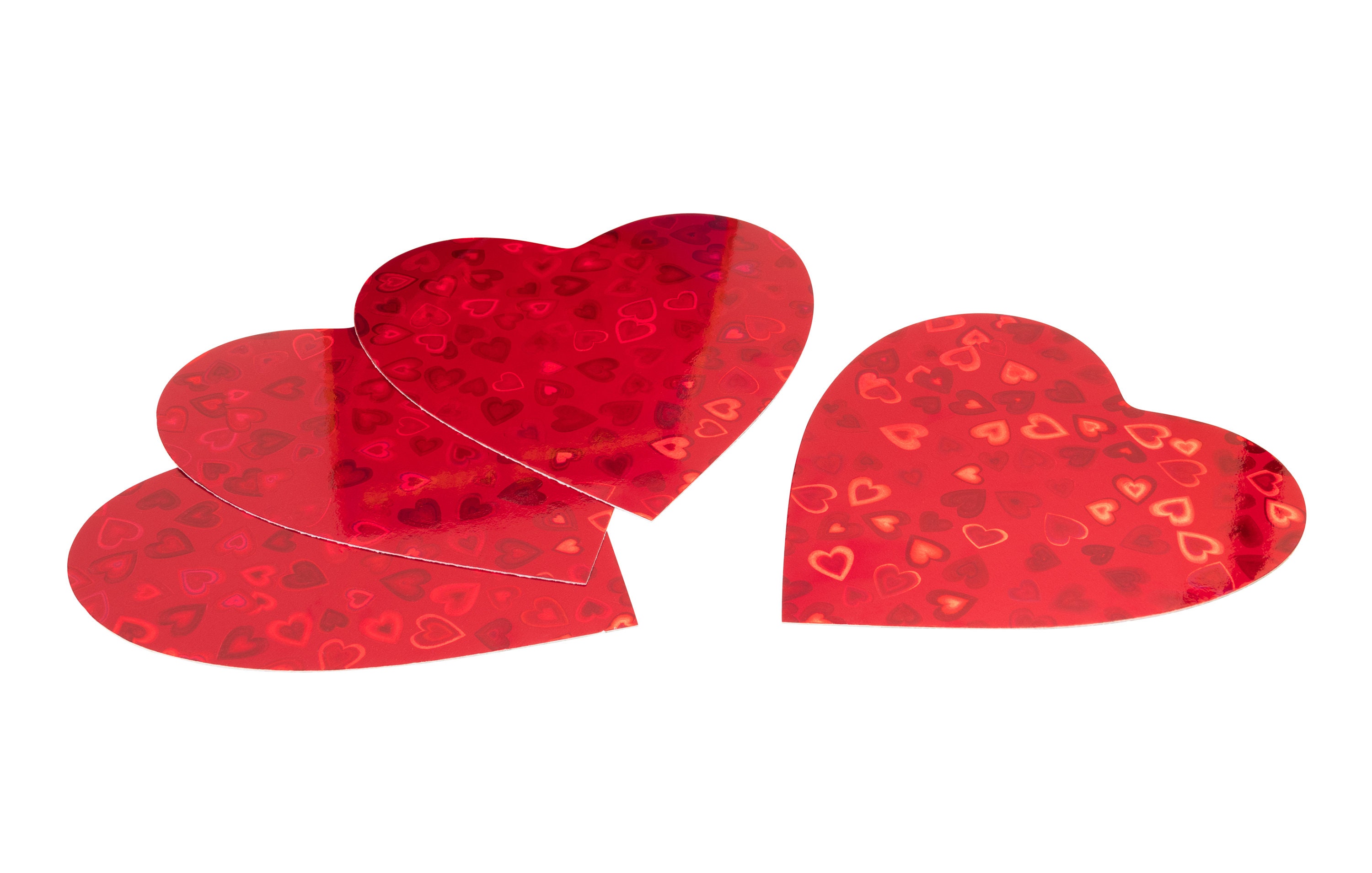 Shiny Red Heart Cutouts, 6 Holographic Red Cardstock Heart Shapes, Die ...