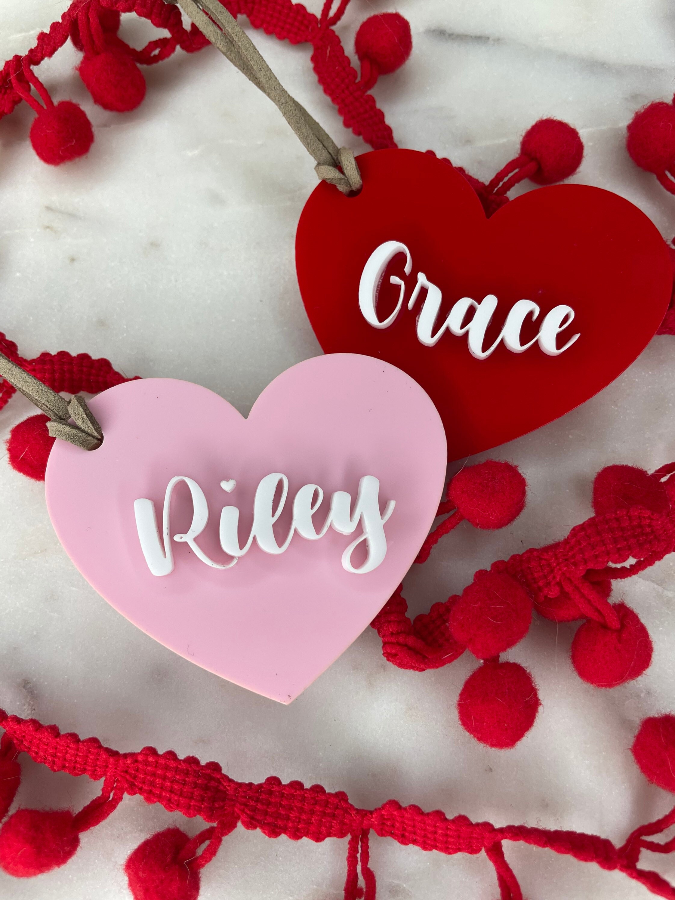 Heart Tagsvalentines Dayheart Name Tags Valentine's Day - Etsy