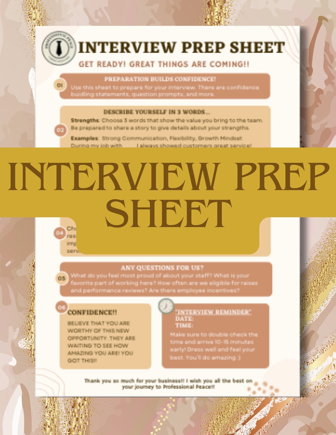 All Inclusive Interview Prep Sheet - Etsy