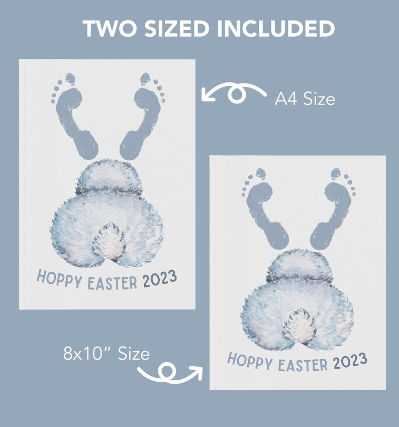 Easter Footprints Feet Craft Art With Grey Bunny Tail, Hoppy Happy ...
