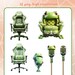 Vtuber Frog Chairs and Microphones. Pngtuber Gaming Chair Green Color ...