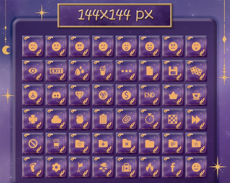 Purple Stream Deck Icons Set + Screensavers. 200 Celestial Icon Pack ...