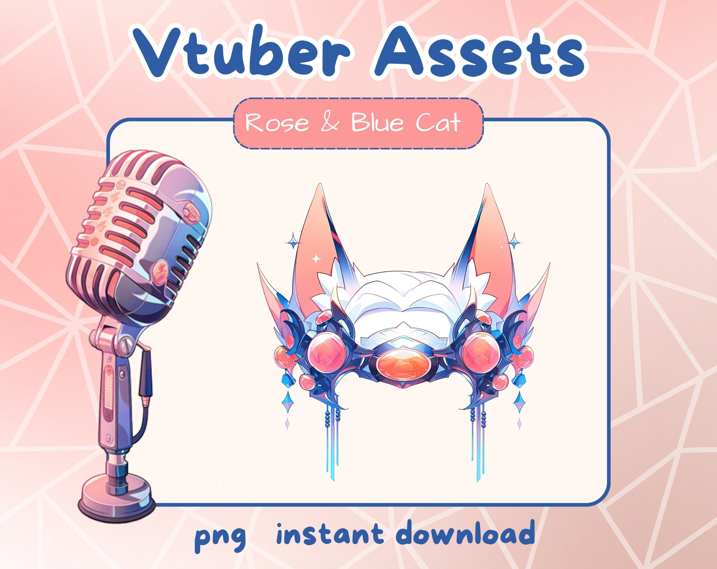 Vtuber Asset Cat Ears and Microphone. Pngtuber Accessory. - Etsy