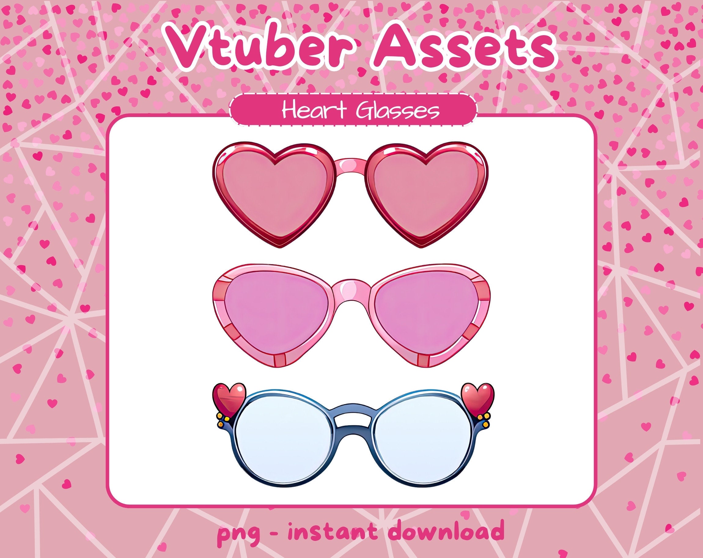 Vtuber Heart Glasses . Pngtuber Valentine Outfit Assets for Twitch. - Etsy