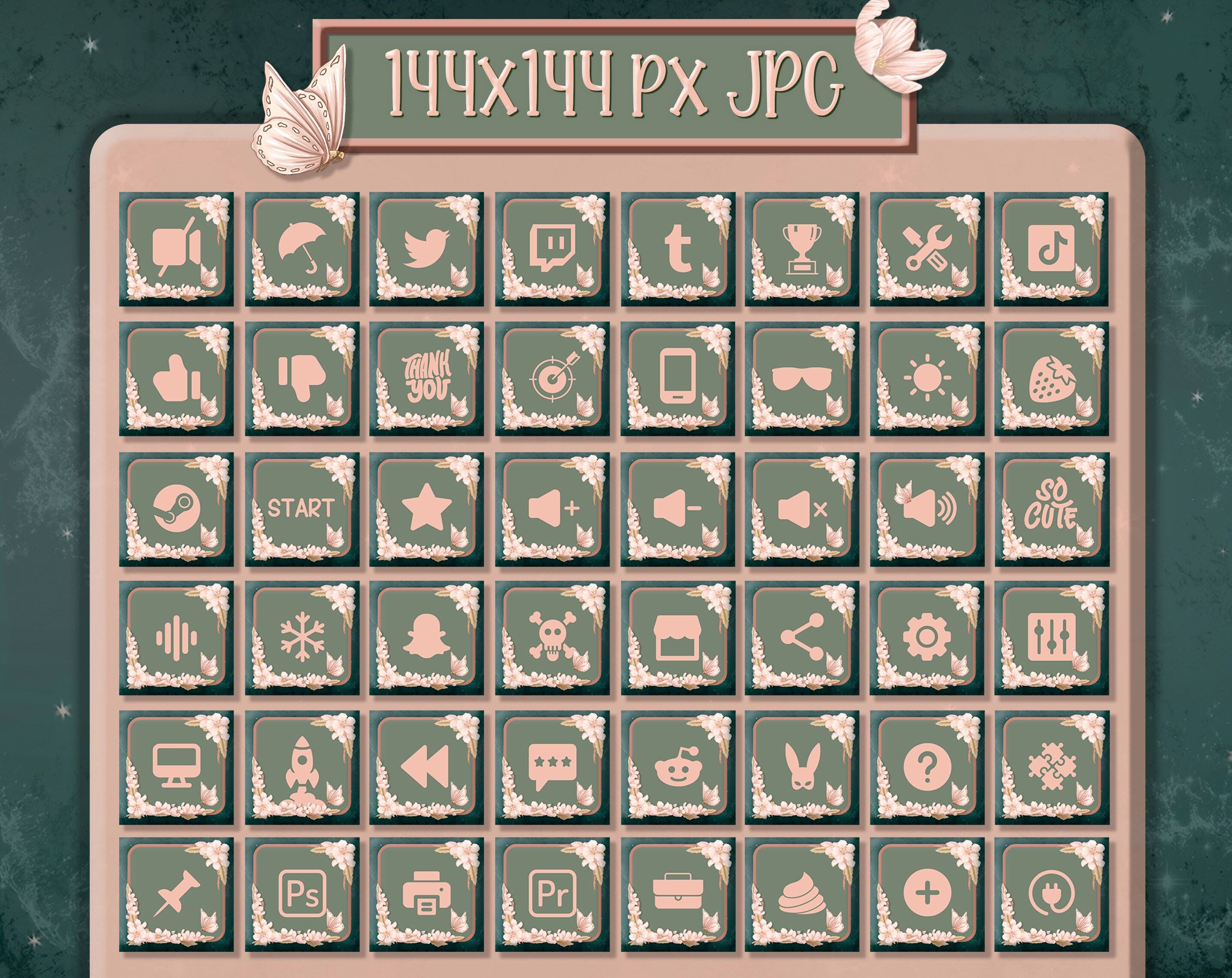 Cottagecore Stream Deck Icons Set for Elgato. 200 Unique Icons for ...