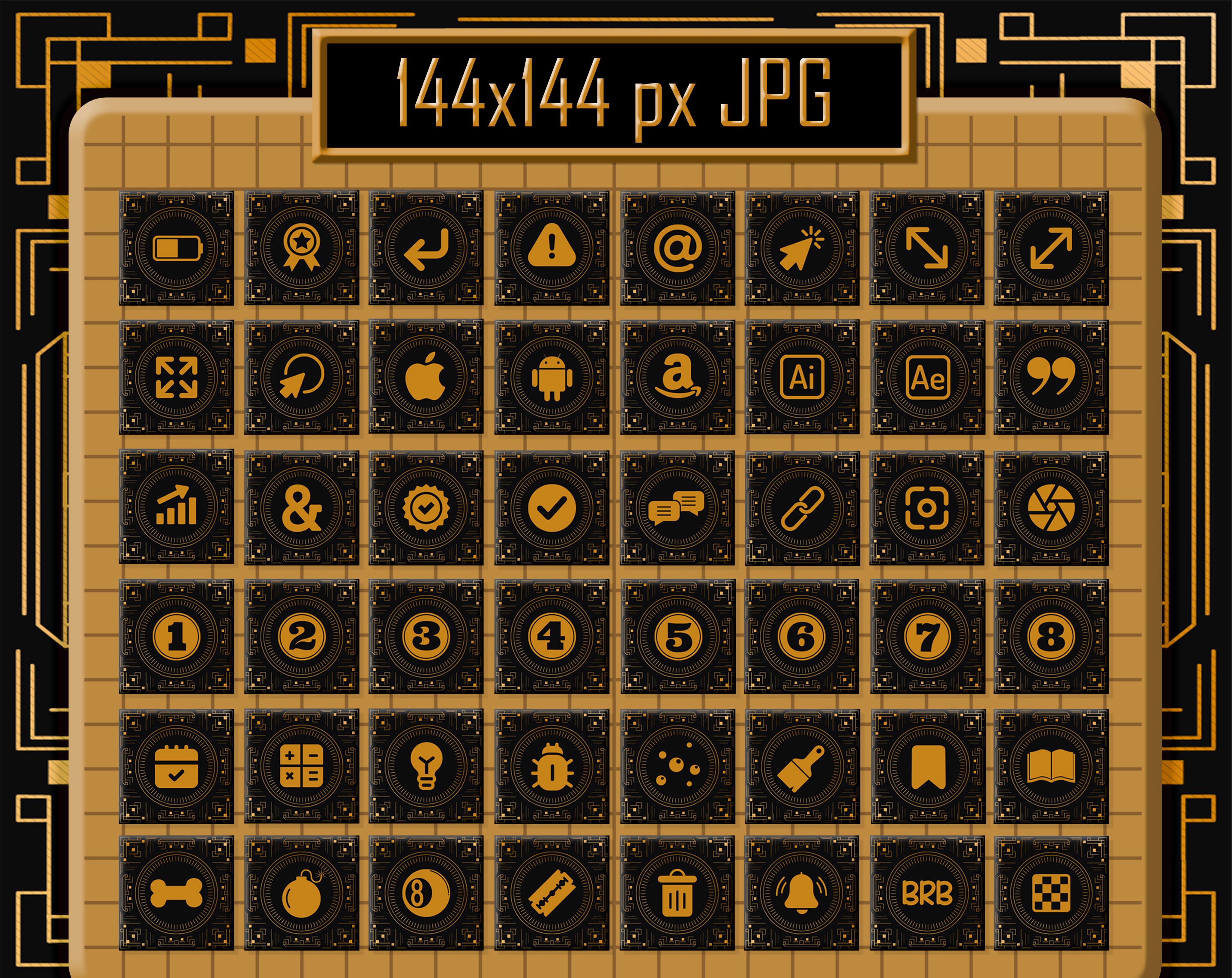 Stream Deck Icons Set Screensavers. 200 Black and Gold Icon Pack for ...