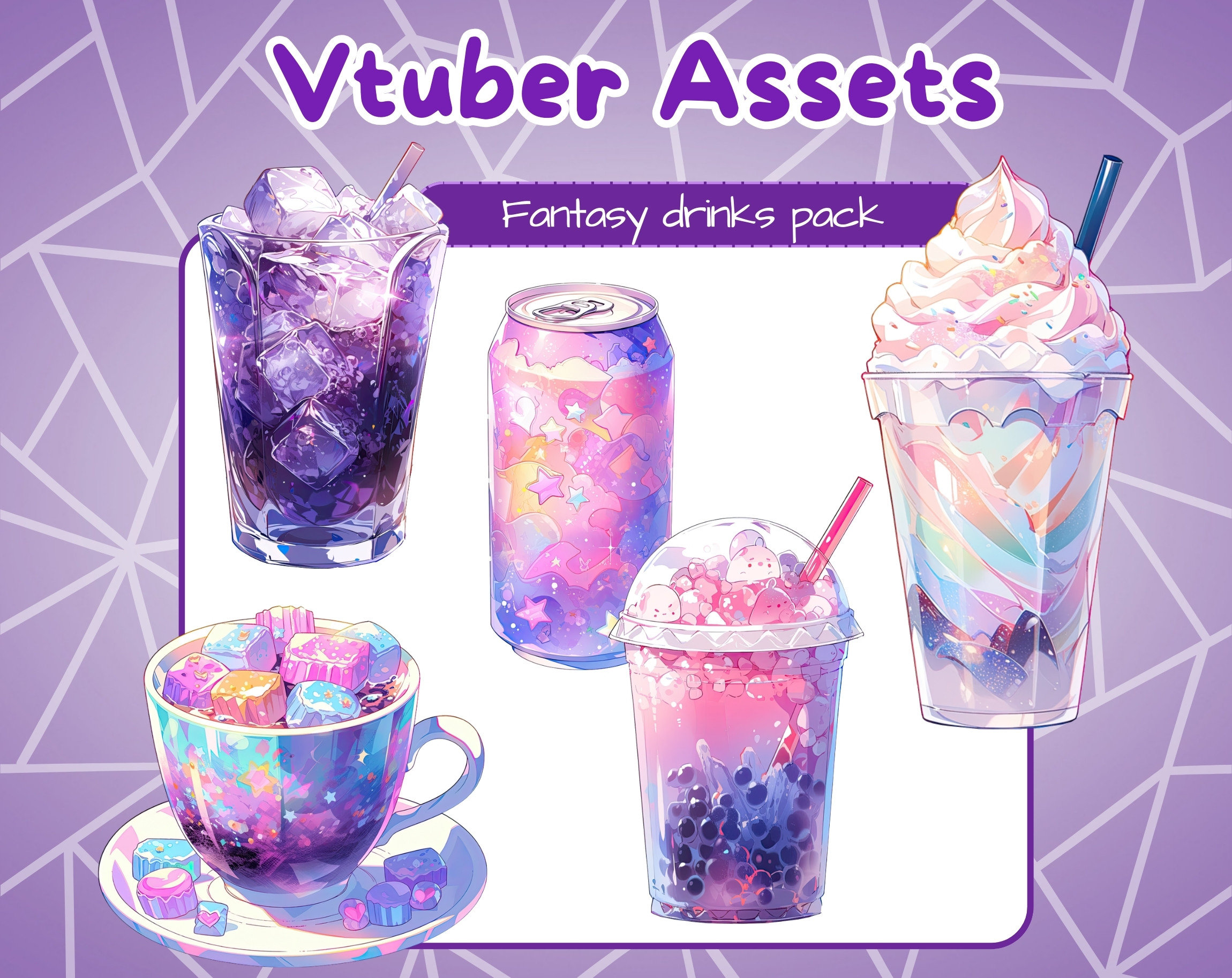 Vtuber Fantasy Drinks Pack. Pngtuber Drink Asset for Twitch Streamers ...