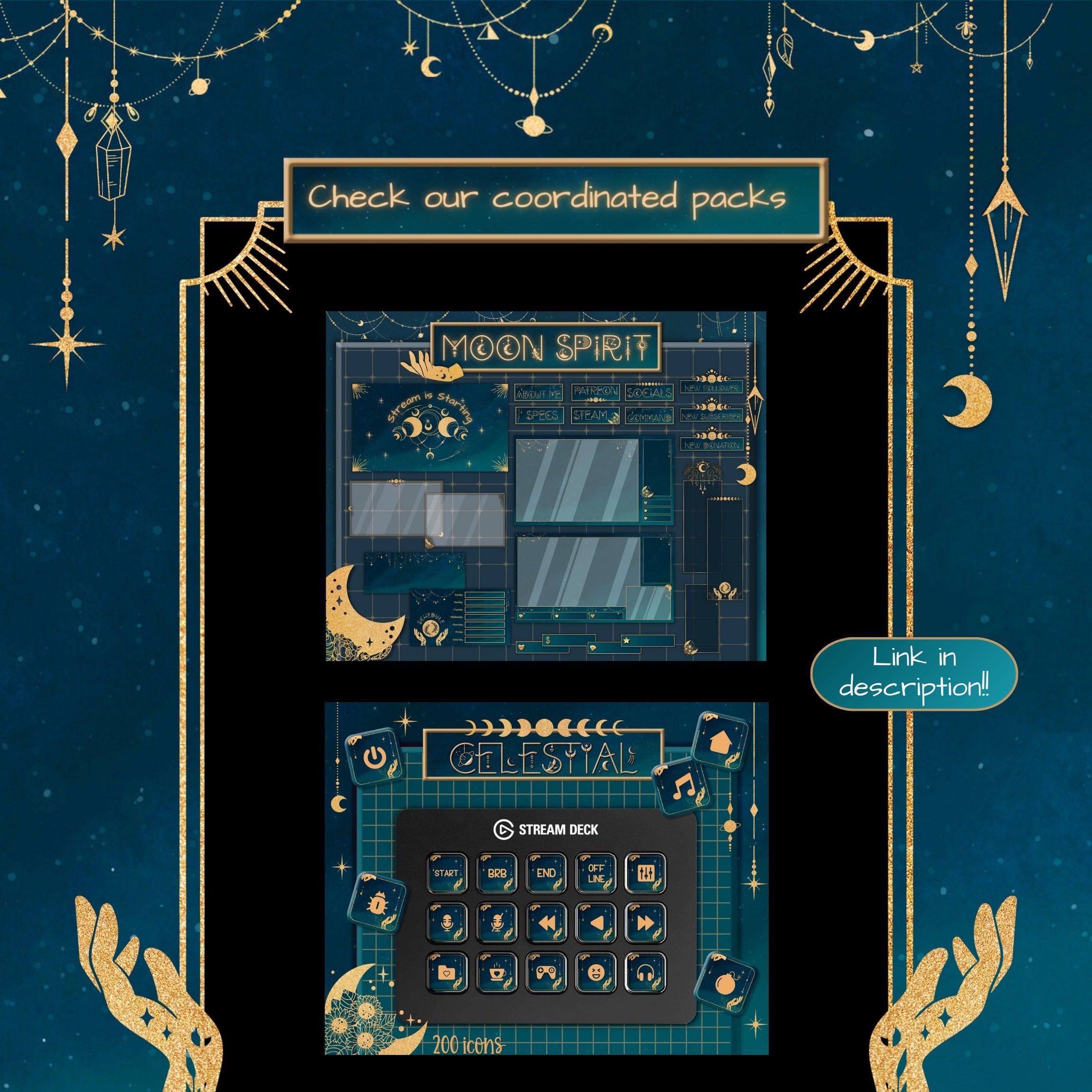 Moon Twitch Panels - Celestial Moonlight Stream Info Panels - Midnight ...