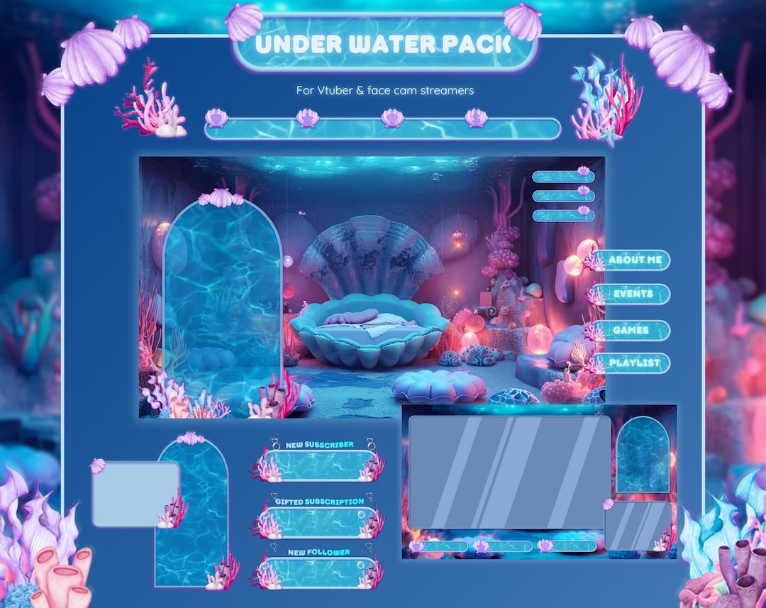 Underwater Twitch Overlay Pack – Animated Ocean Stream Package for ...
