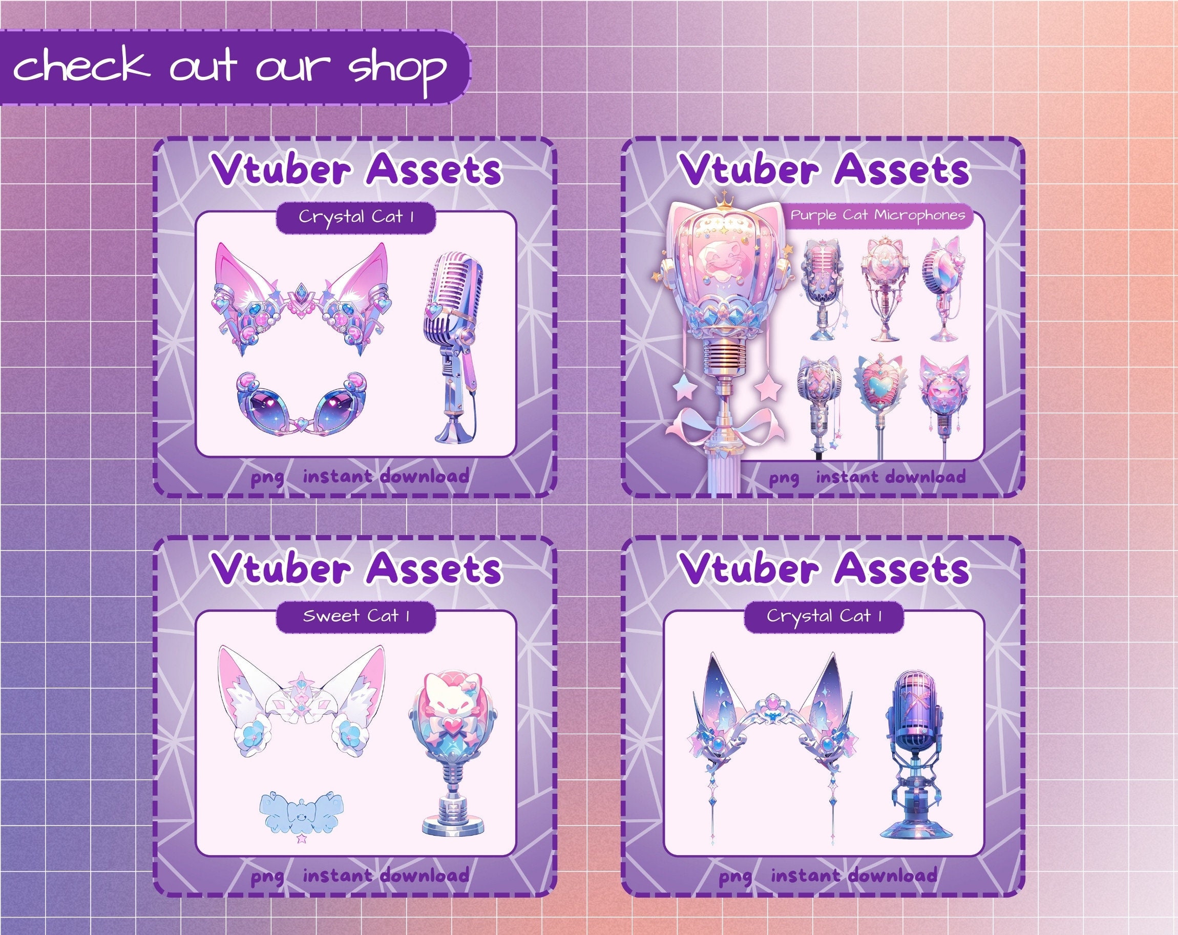 Purple Vtuber Gaming Chair. Pngtuber Asset, Cute Cat Pink Chair for ...