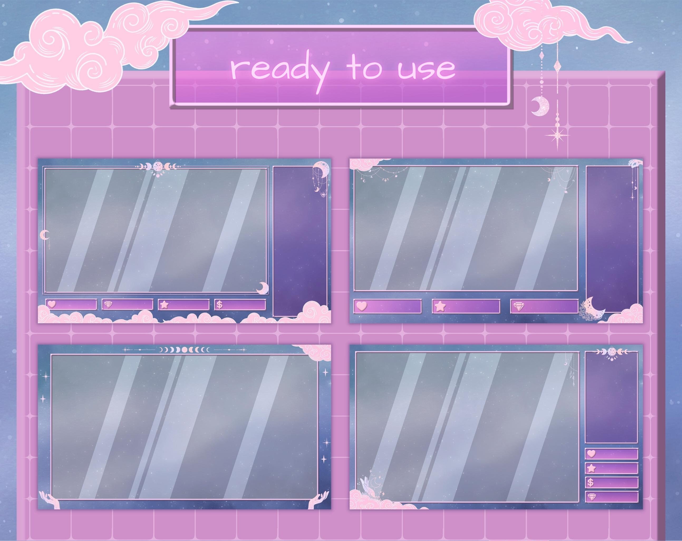 Twitch Overlay Pack. Sweet Moon Stream Package. Celestial Twitch Layout ...