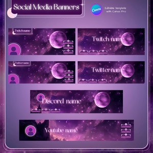 Purple Night Stream Overlay Megapack - Enchanting Twitch Layouts for ...