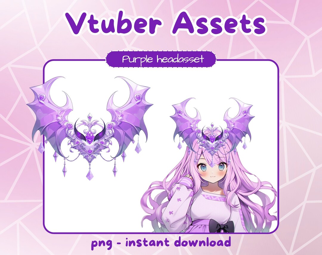 Vtuber Purple Headasset. Pngtuber Horns for Twitch. Vtuber Goth Outfit ...