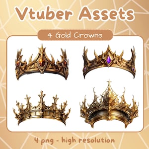 Vtuber Gold Crowns. Vtuber Assets for Twitch. Pngtuber Dnd Items. - Etsy