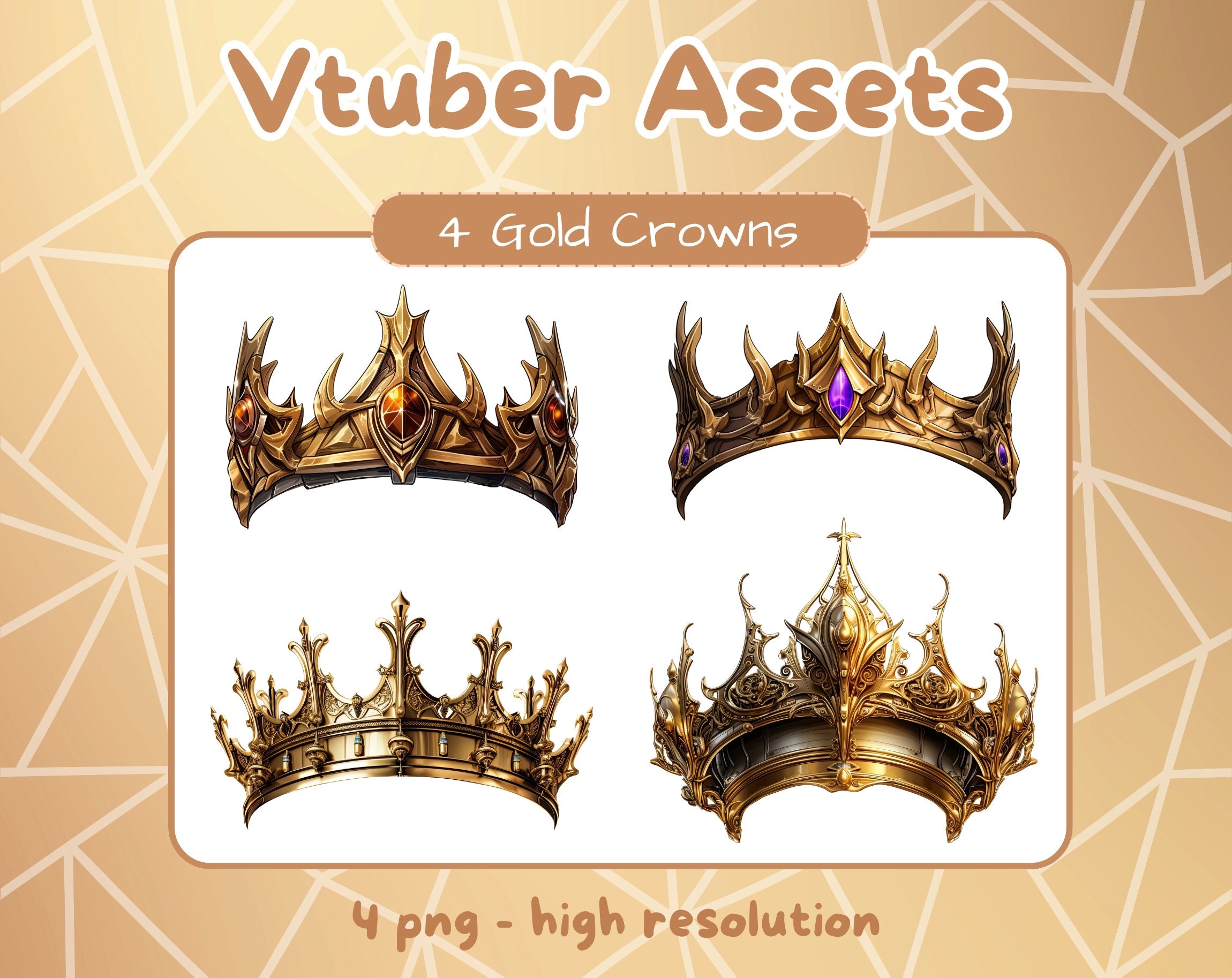 Vtuber Gold Crowns. Vtuber Assets for Twitch. Pngtuber Dnd Items. - Etsy