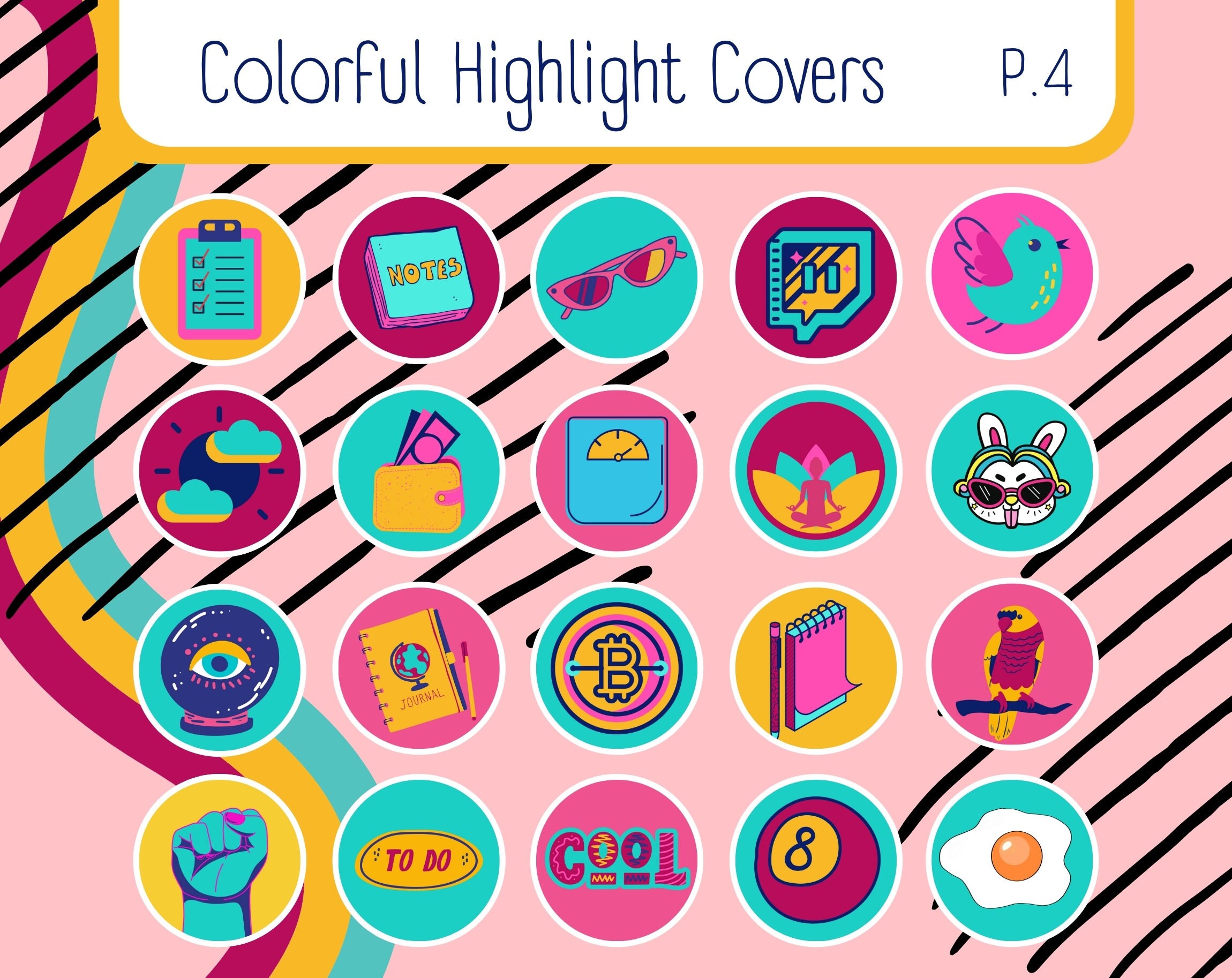 100 Colorful Instagram Highlight Covers. Bright Instagram - Etsy