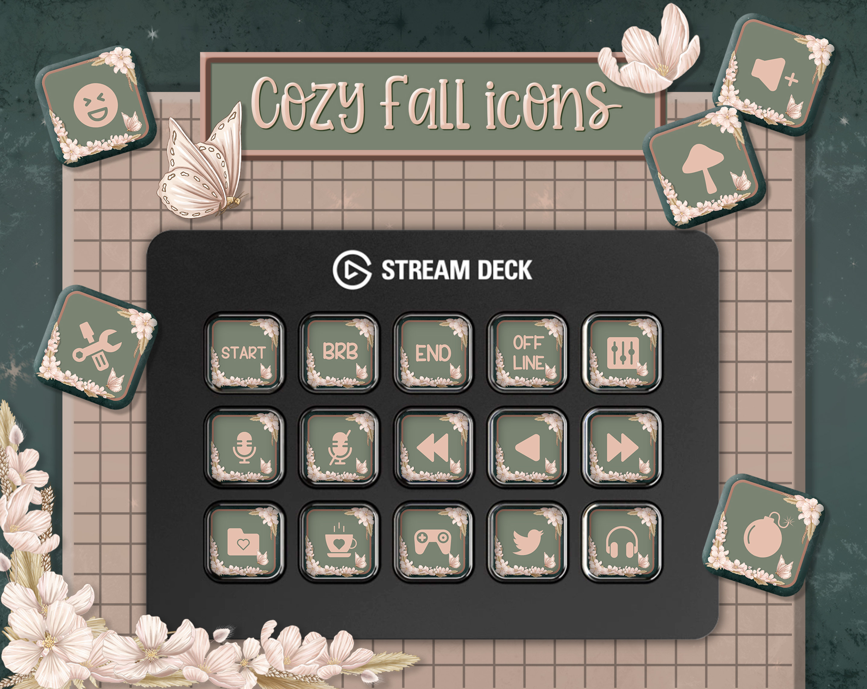 Cottagecore Stream Deck Icons Set for Elgato. 200 Unique Icons for ...