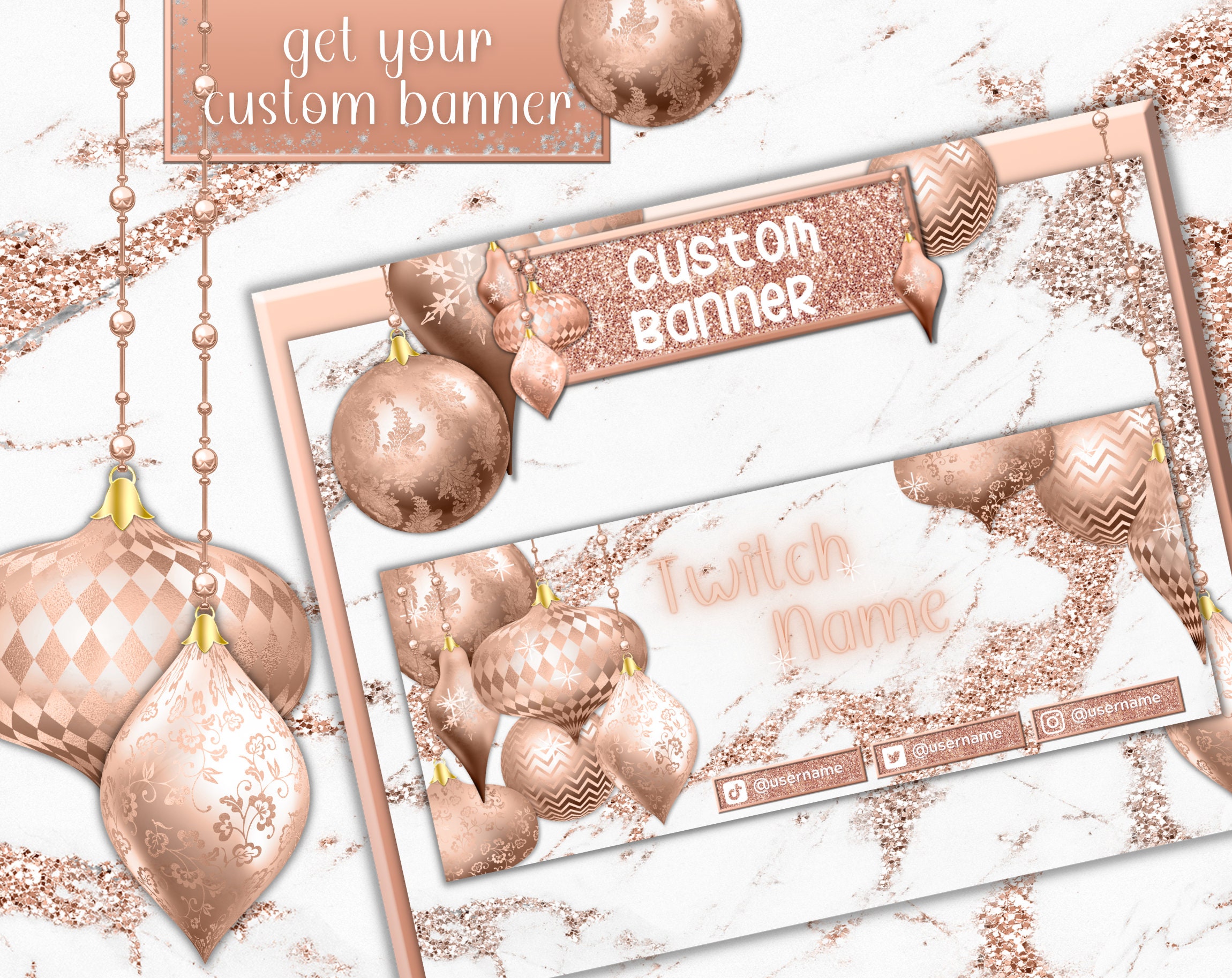 Fancy Twitch Overlay Pack. Rose Gold Stream Overlay. Sparkle - Etsy