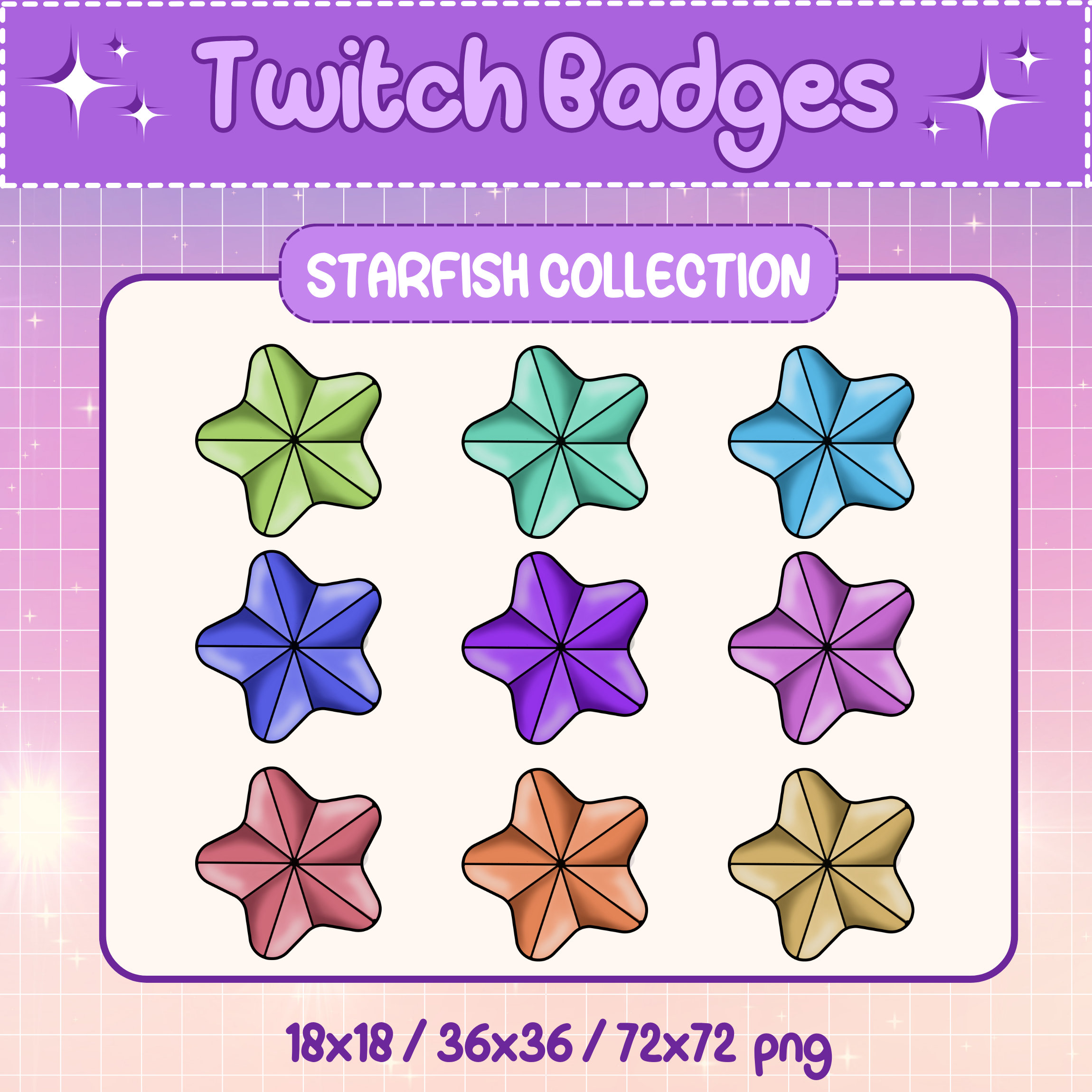 Starfish Twitch Sub Badges. Sea Bit Badges. Ocean Emote - Etsy