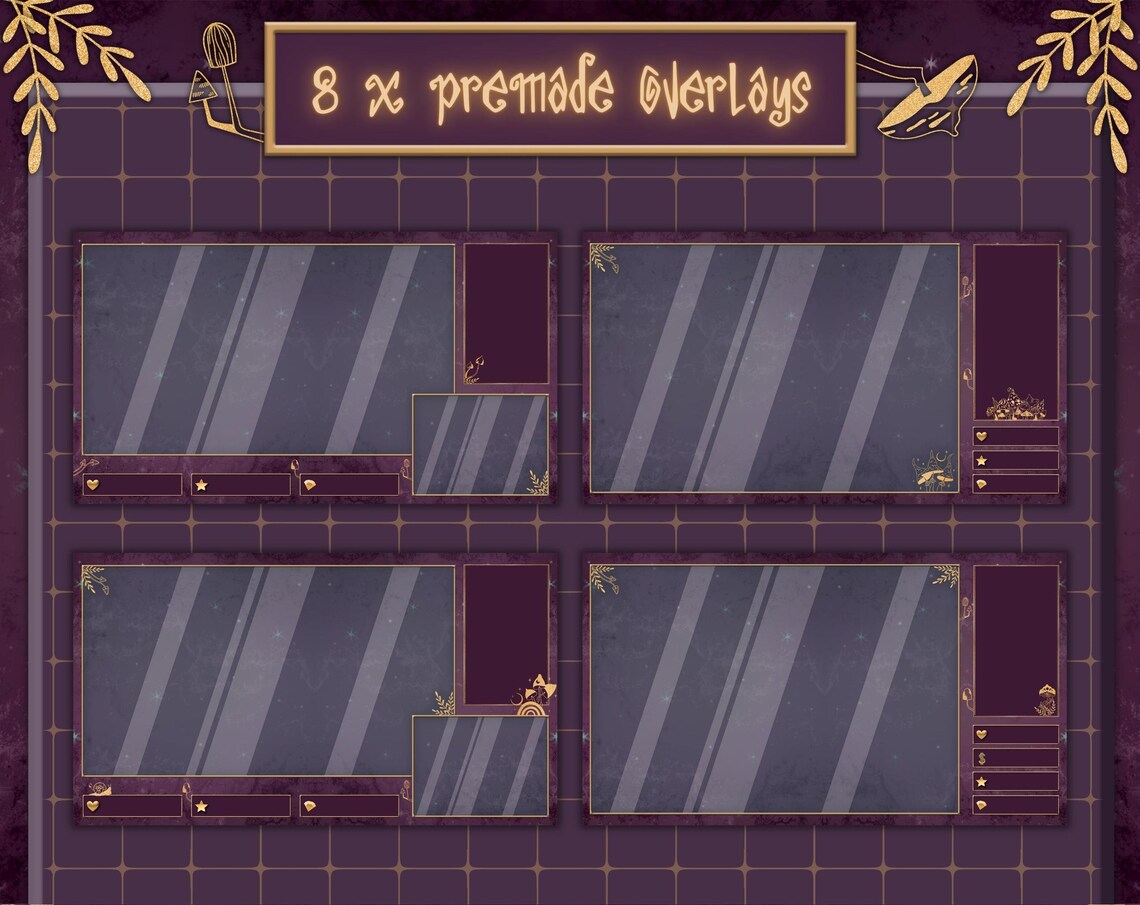 Magic Mushrooms Twitch Overlay Package Mystic Mauve Stream - Etsy