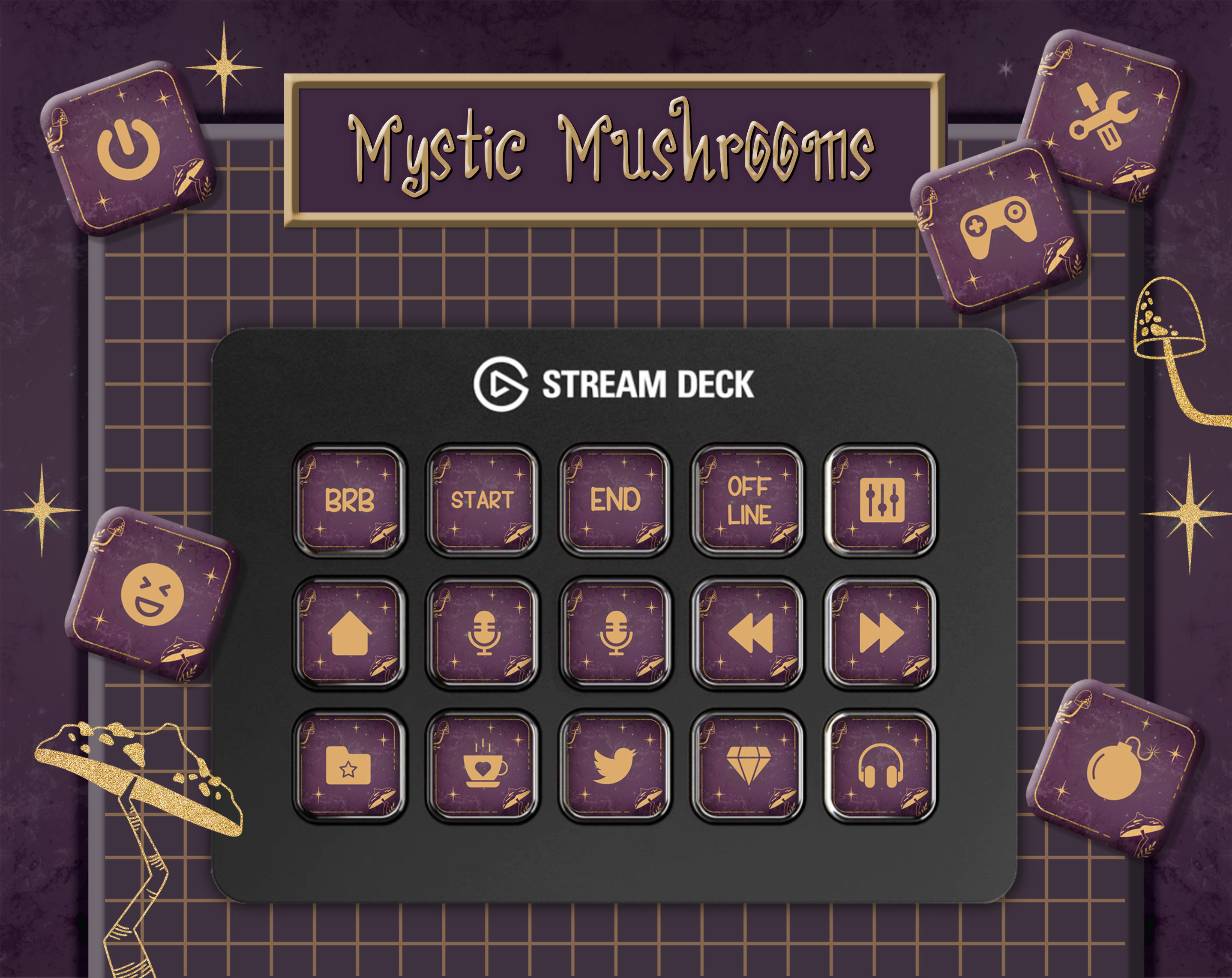 Mauve Stream Deck Icons Elgato. 200 Mystic Mushroom Icon Pack for ...