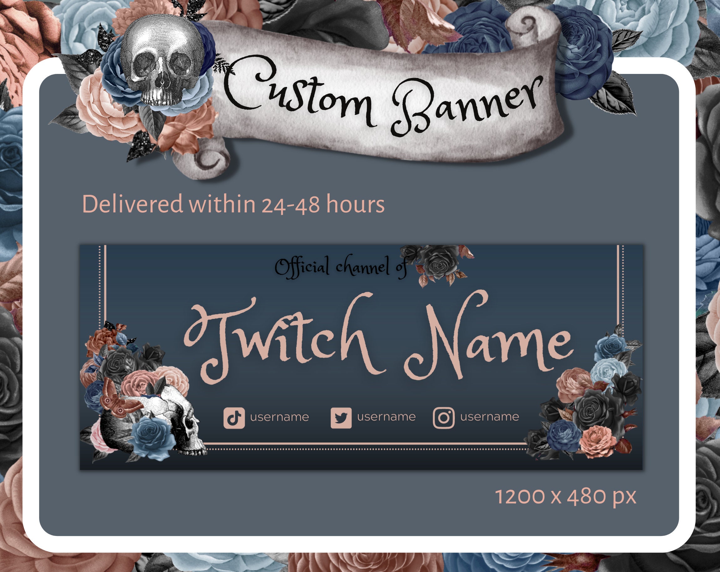 Blue Goth Twitch Banner Commission Gothic Twitch Banner - Etsy