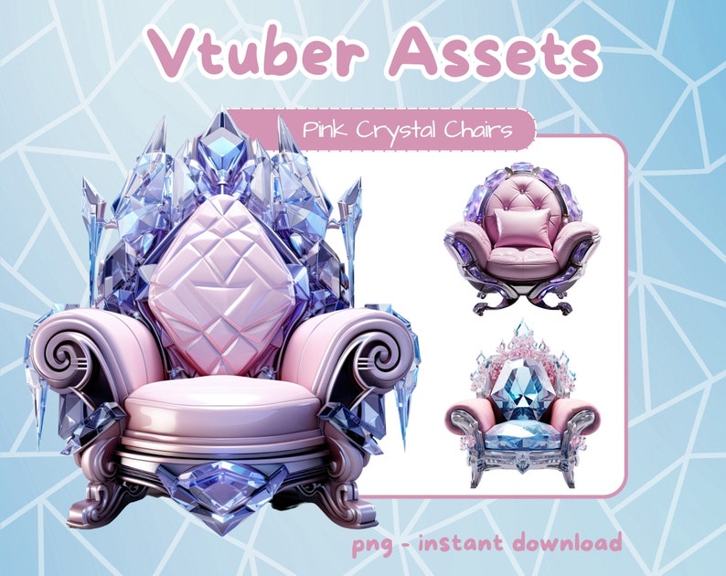 Vtuber Pink Crystal Gaming Chair. 4 Pngtuber Asset. Diamond Twitch ...