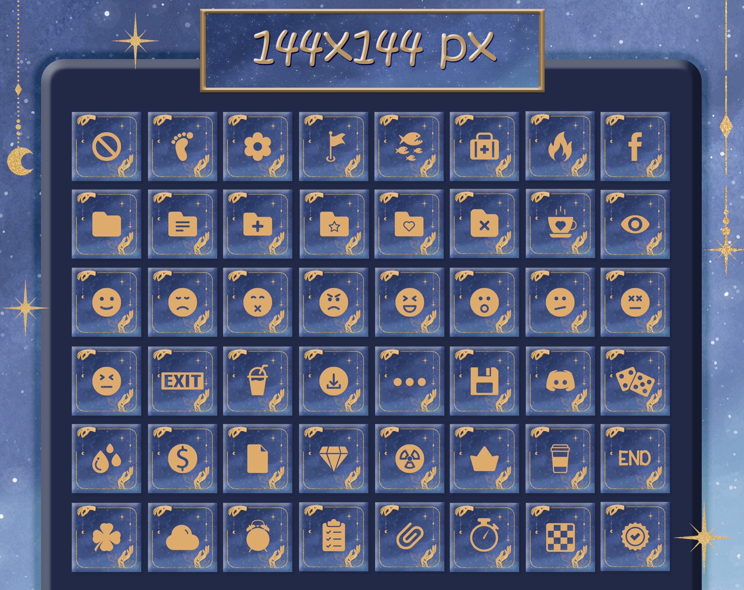 Celestial Stream Deck Icons Set Screensavers. 200 Blue Icon Pack for ...
