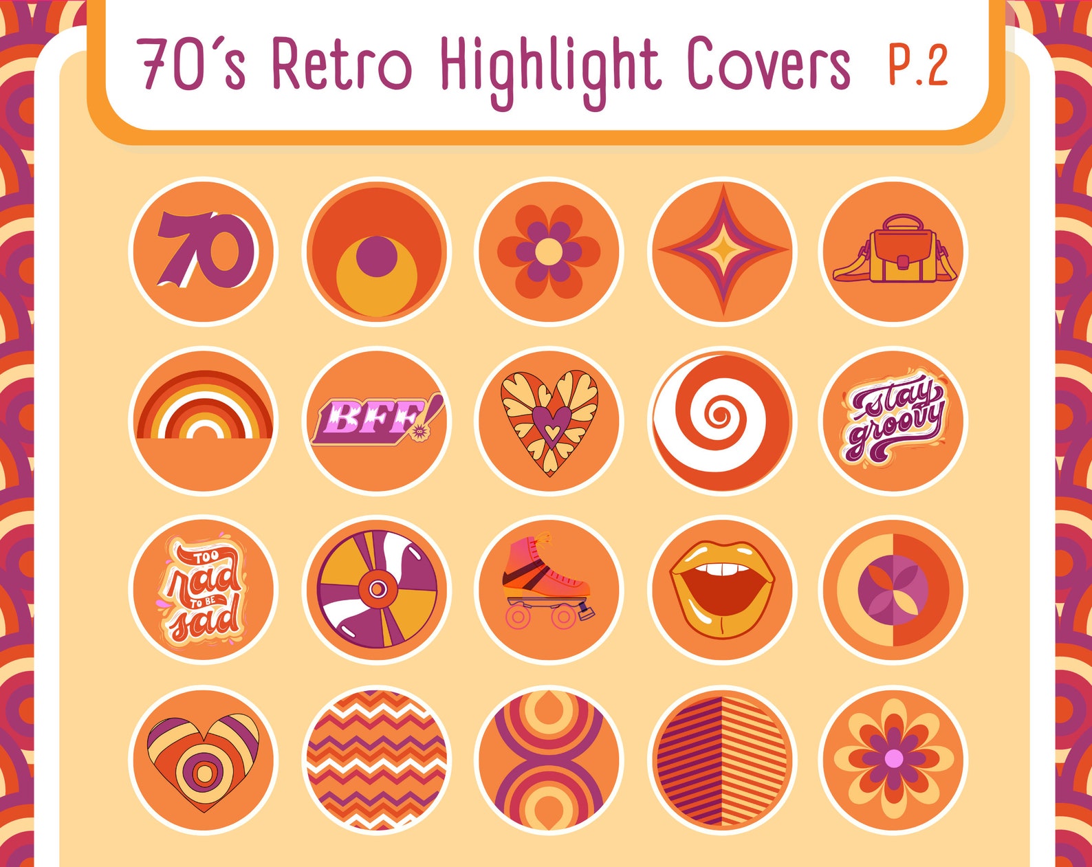 Instagram Highlight Covers Groovy Hippie Instagram Covers - Etsy